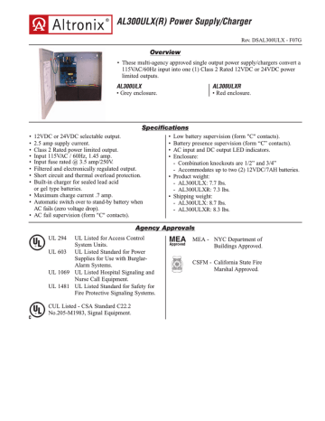 Altronix AL300ULX power extension Datasheet | Manualzz