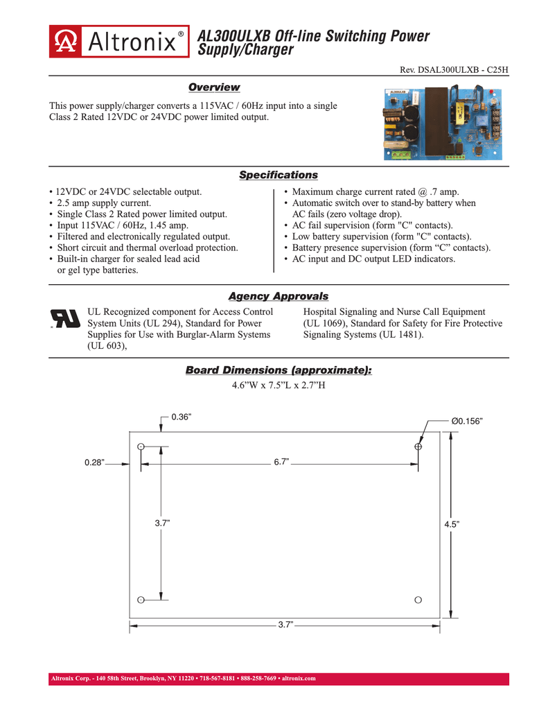 Altronix AL300ULXB Datasheet | Manualzz
