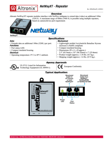 Altronix NetWayXT Datasheet | Manualzz