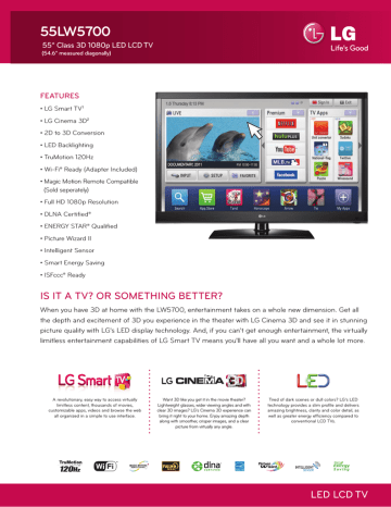 LG 55LW5700 55" Full HD 3D compatibility Smart TV Wi-Fi Black LED TV Datasheet | Manualzz
