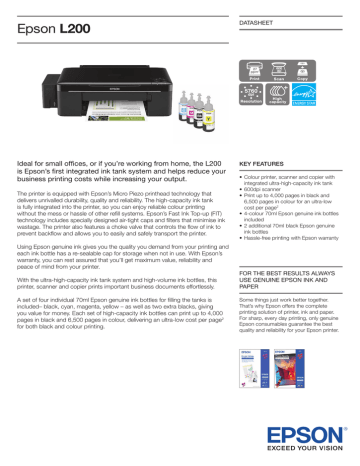 Epson L L200 Datasheet | Manualzz
