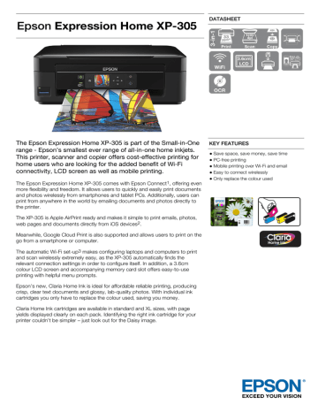Epson Expression Home XP-305 Datasheet | Manualzz