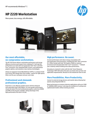 HP Z 220 SFF + ZR2440W Datasheet | Manualzz