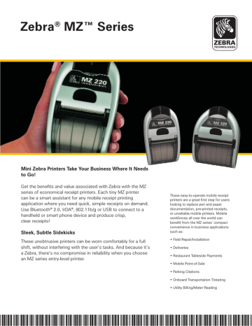 Zebra MZ320 Datasheet | Manualzz