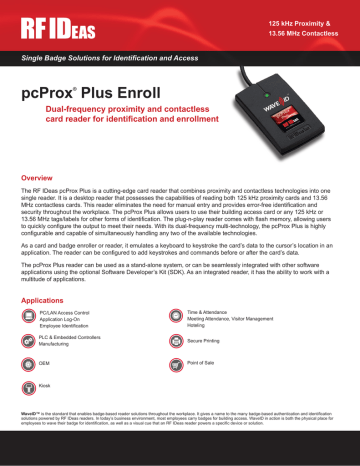 RF IDeas pcProx Plus Datasheet | Manualzz