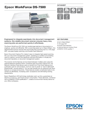 Epson WorkForce DS-7500 Datasheet | Manualzz