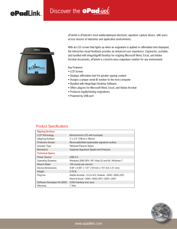 ePadLink ePad-ink Datasheet | Manualzz