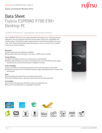 Fujitsu ESPRIMO P700 E90+ Datasheet | Manualzz