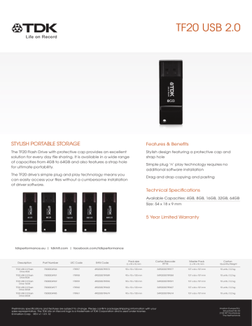TDK 4GB TF20 Datasheet | Manualzz