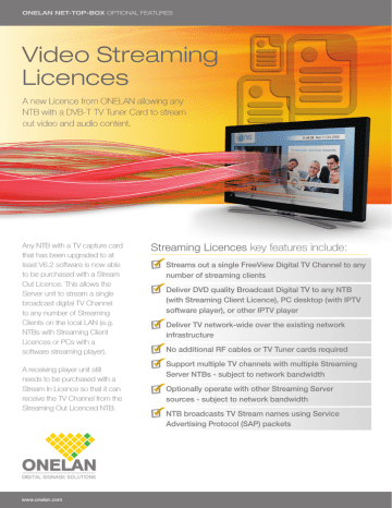 Onelan STREAM-IN Datasheet | Manualzz