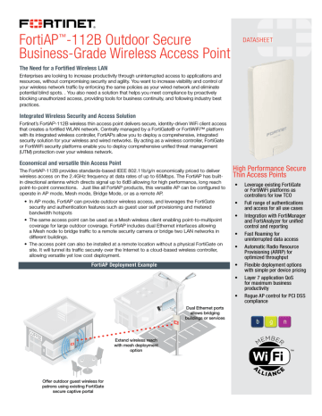 Fortinet FortiAP-112B Data Sheet | Manualzz