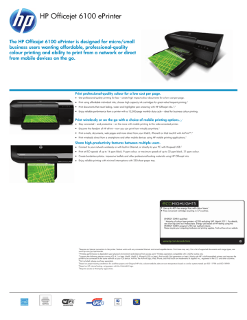HP Officejet 6100 ePrinter - H611a Datasheet | Manualzz