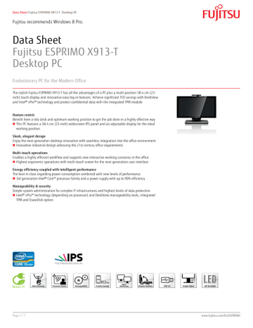Fujitsu ESPRIMO X913-T Datasheet | Manualzz
