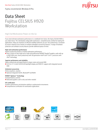Fujitsu CELSIUS H920 Datasheet | Manualzz