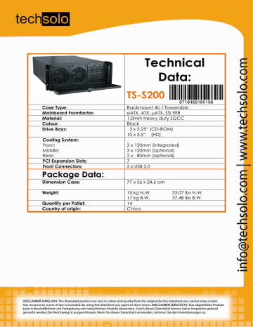 Techsolo TS-S200 computer case Datasheet | Manualzz
