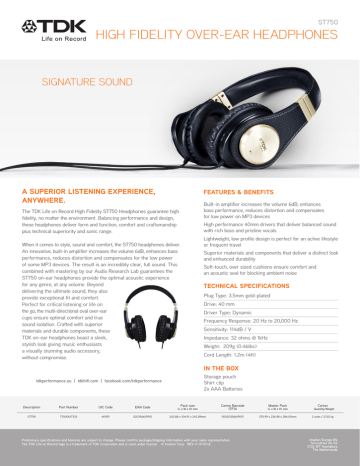 TDK ST750 Datasheet | Manualzz