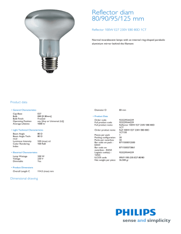Philips Reflector Datasheet | Manualzz