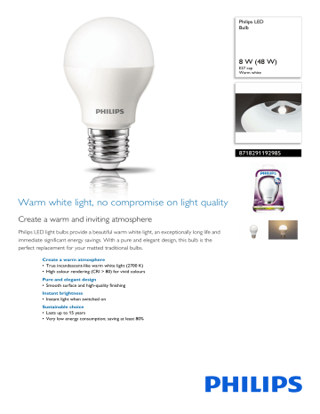 Philips LED Bulb Datasheet | Manualzz