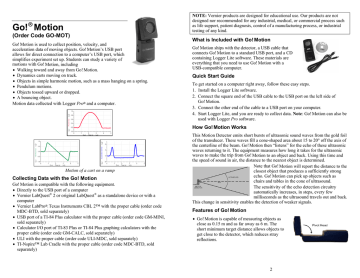 Vernier Go! Motion Sensor Datasheet | Manualzz