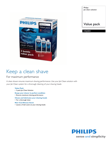 Philips Jet clean solution HQ203 Datasheet | Manualzz
