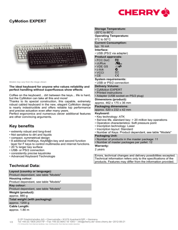 Cherry G86-22000 Datasheet | Manualzz