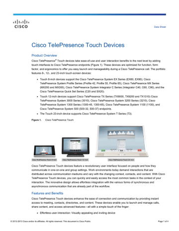 Cisco Touch 8” Data Sheet | Manualzz