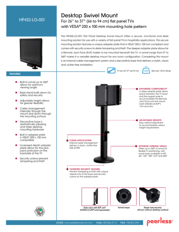 Peerless HP432-LG-001 flat panel wall mount Datasheet | Manualzz