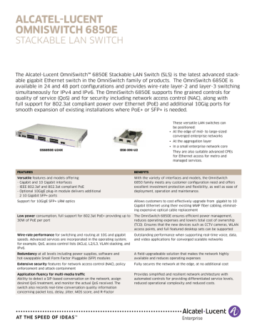 Alcatel-Lucent OS6850E-24 network switch Datasheet | Manualzz