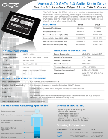 OCZ Technology VTX3-25SAT3-120G.20 Datasheet | Manualzz