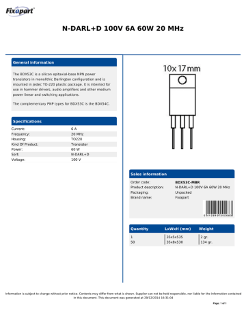 Fixapart BDX53C-MBR Datasheet | Manualzz