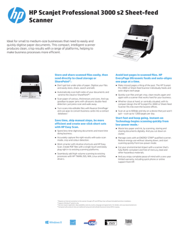 HP Scanjet Pro 3000 s2 Datasheet | Manualzz