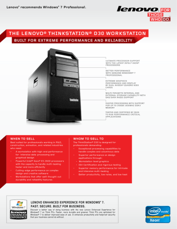 Lenovo ThinkStation D30 Datasheet | Manualzz