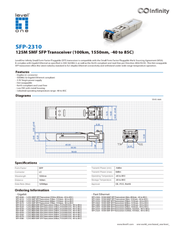 LevelOne SFP-2310-V1 Datasheet | Manualzz