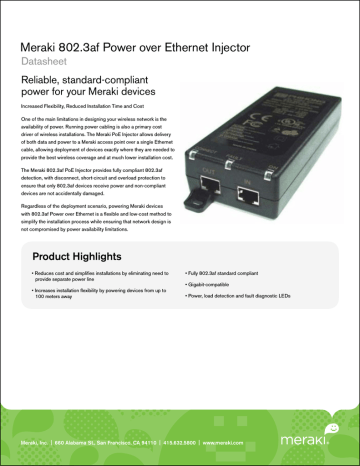 Meraki POE-INJ-3-AU Datasheet | Manualzz