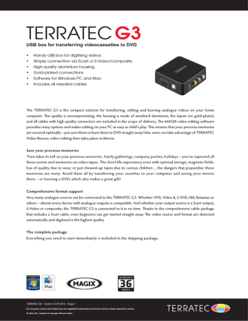 Terratec G3 USB 2.0 Datasheet | Manualzz