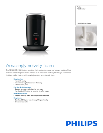 Philips CA6500 Datasheet | Manualzz