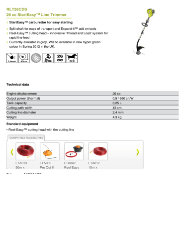 Ryobi RLT26CDS Datasheet | Manualzz
