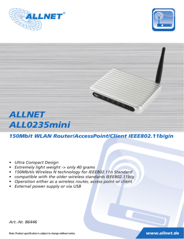 ALLNET ALL0235MINI router Datasheet | Manualzz