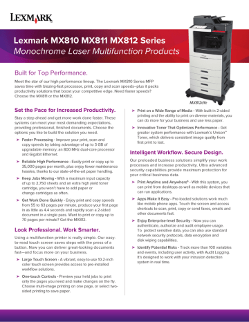 Lexmark MX812dpe Datasheet | Manualzz
