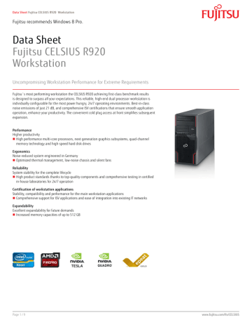 Fujitsu CELSIUS R920 Datasheet | Manualzz