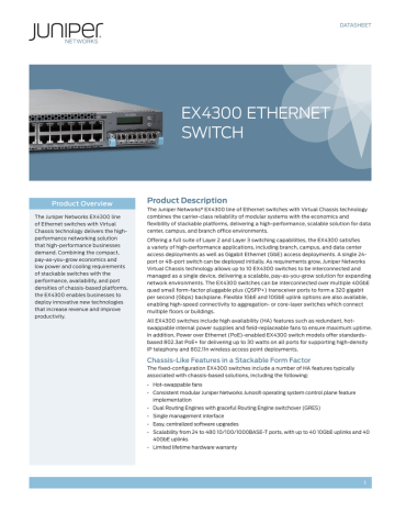 Juniper EX4300-24P network switch Datasheet | Manualzz