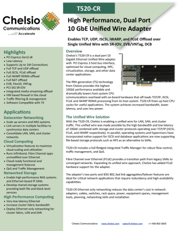 Chelsio T520-CR Datasheet | Manualzz