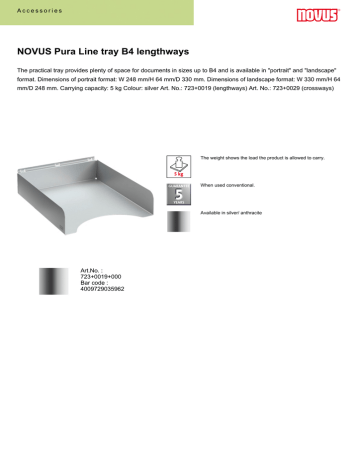 Novus Pura Line Tray B4 Datasheet | Manualzz