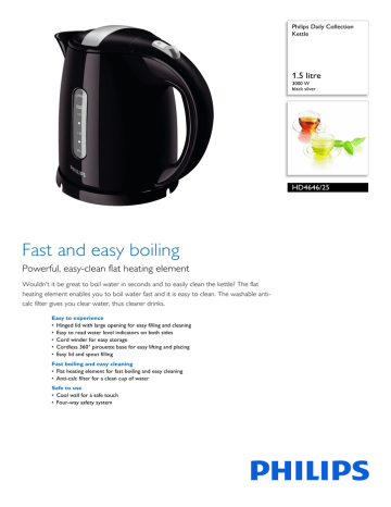 Philips Daily Collection Kettle HD4646/25 Datasheet | Manualzz