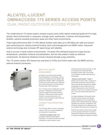 Alcatel-Lucent OAW-AP175POE WLAN access point Datasheet | Manualzz