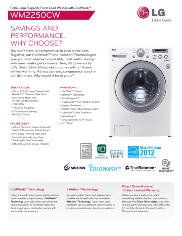 LG WM2250CW washing machine Datasheet | Manualzz