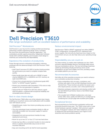 DELL Precision T3610 Datasheet | Manualzz
