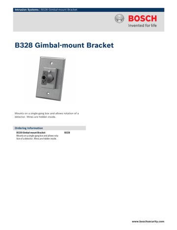 Bosch B328 mounting kit Datasheet | Manualzz