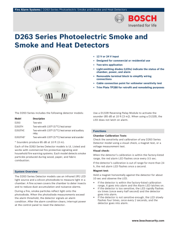 Bosch D263 smoke detector Datasheet | Manualzz