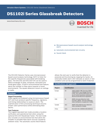 Bosch DS1102i Datasheet | Manualzz